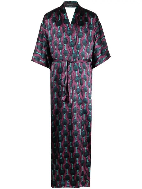 Ozwald Boateng Printed Silk Kimono Dress - Multicolour
