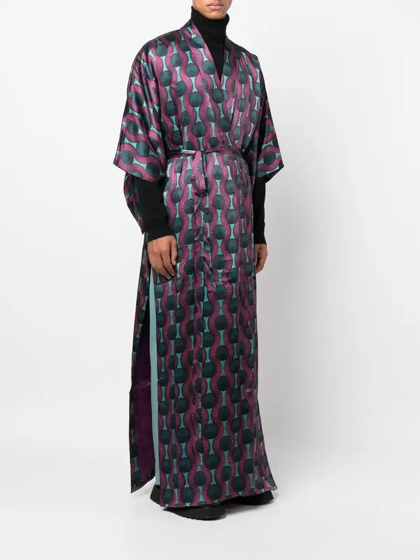 Ozwald Boateng Printed Silk Kimono Dress - Multicolour