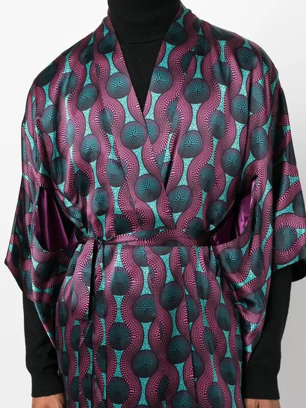 Ozwald Boateng Printed Silk Kimono Dress - Multicolour