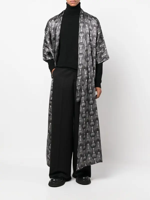 Ozwald Boateng Printed Silk Long Kimono - Grey