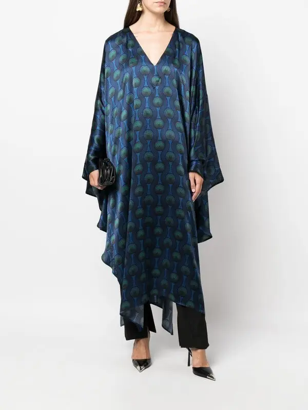 Ozwald Boateng Printed Silk Kaftan - Blue