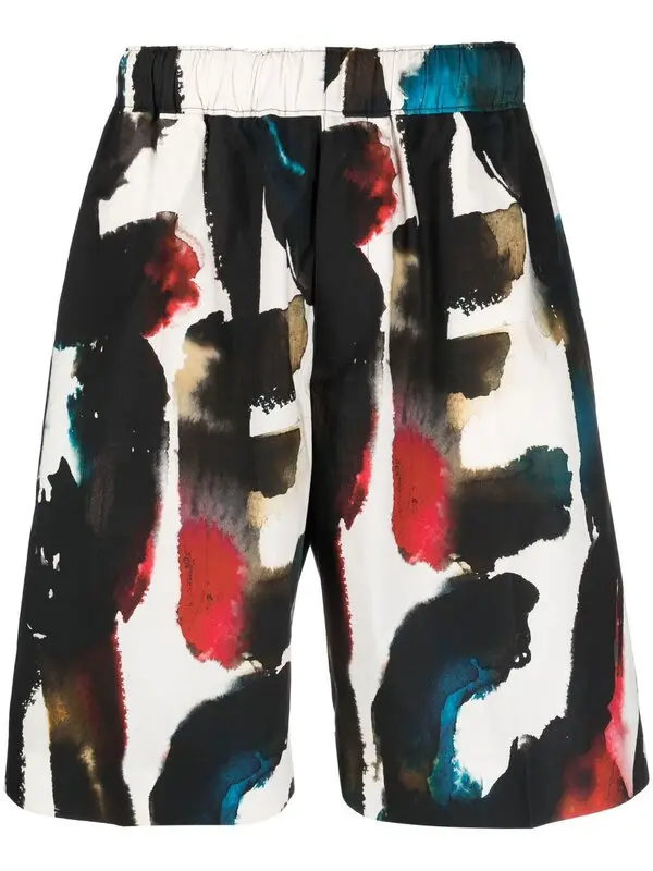 Alexander McQueen Logo-print Straight-leg Shorts - Multicolour