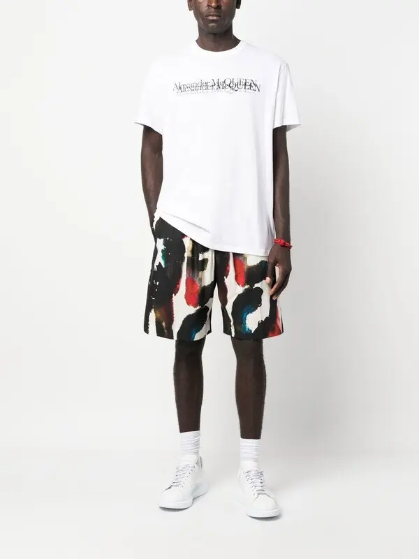 Alexander McQueen Logo-print Straight-leg Shorts - Multicolour