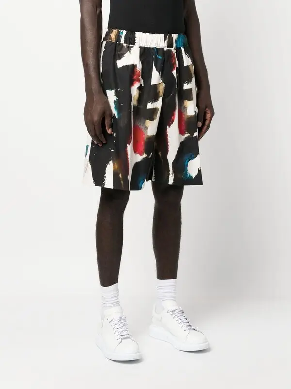 Alexander McQueen Logo-print Straight-leg Shorts - Multicolour