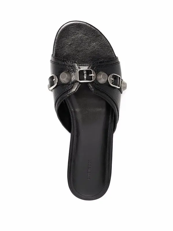 Balenciaga Le Cagole Flat Sandals - Black