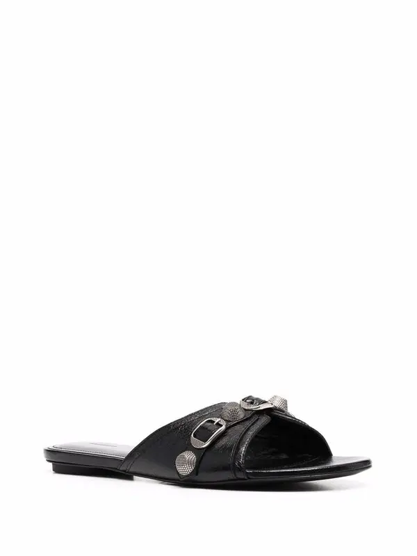 Balenciaga Le Cagole Flat Sandals - Black