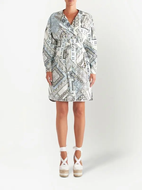 Etro Patchwork Cotton Chemisier Dress - Clear Blue