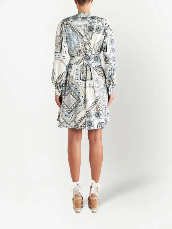 Etro Patchwork Cotton Chemisier Dress - Clear Blue