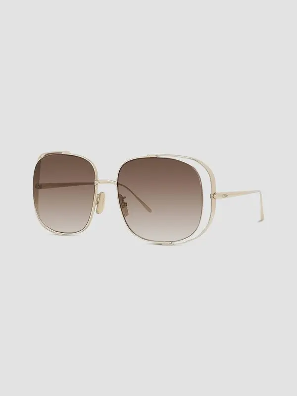 Loewe Signature 57mm Rectangular Sunglasses - Gradient Brown Gold