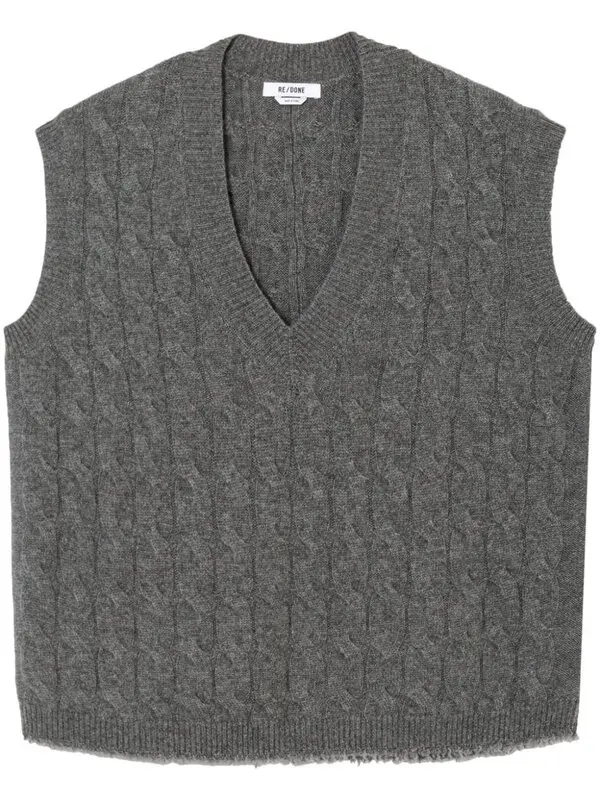 RE/DONE Cable-knit Cashmere Vest - Grey