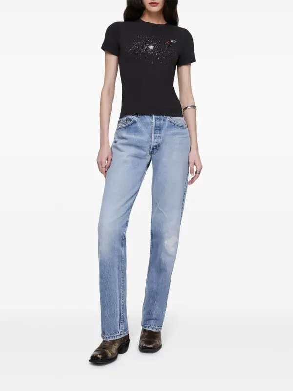 RE/DONE Rhinestone Embellished Cotton T-shirt