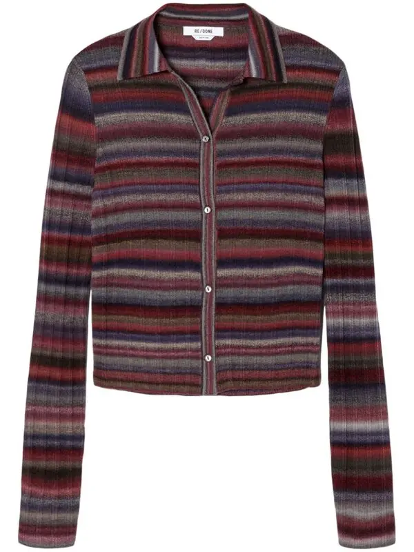 RE/DONE Ribbed Polo Cardigan - Red