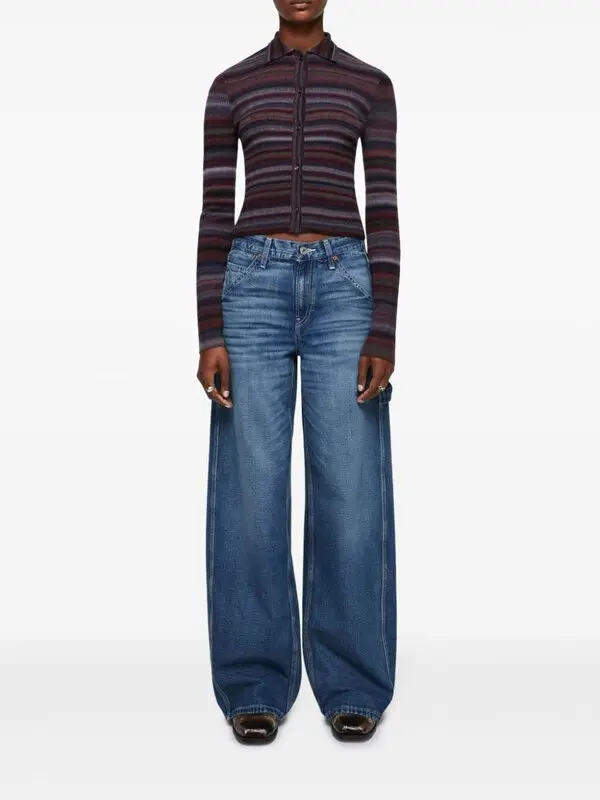 RE/DONE Ribbed Polo Cardigan - Red