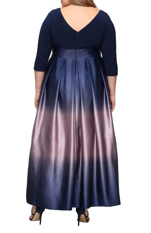 green emerald velvet dress SL Fashions 119435M Ombre Long Party Dress main image 1