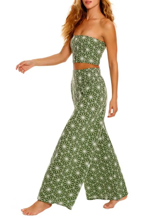 Agua Bendita Liria Vessel Embroidered Strapless Cover-up Crop Top