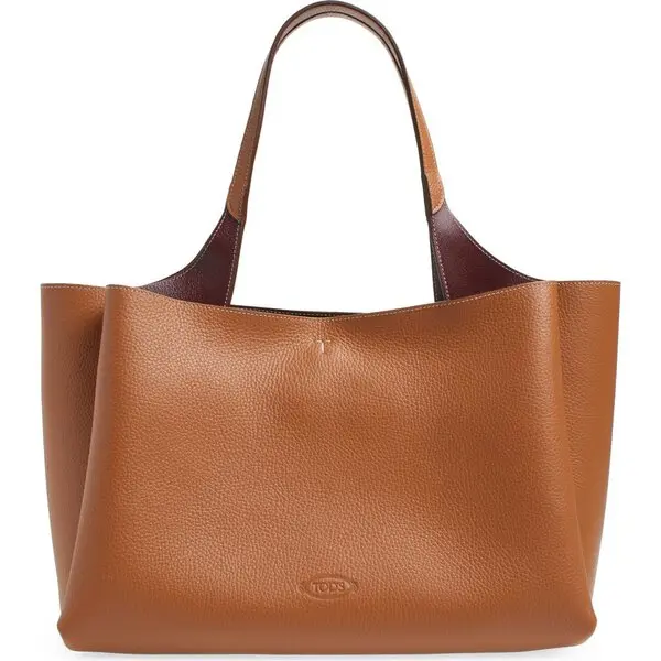 TOD'S Apa Leather Tote - Kenia/ Bordeaux