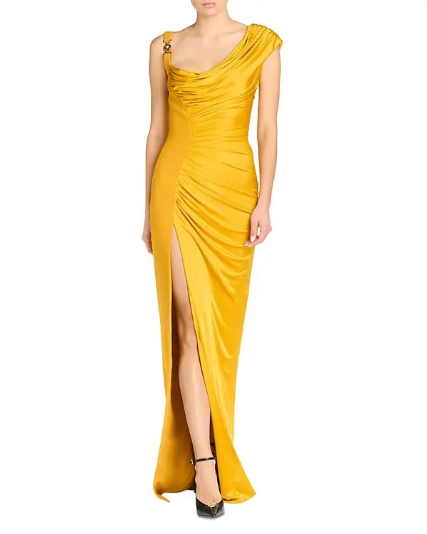 Versace Drape Slit Front Dress - Marigold