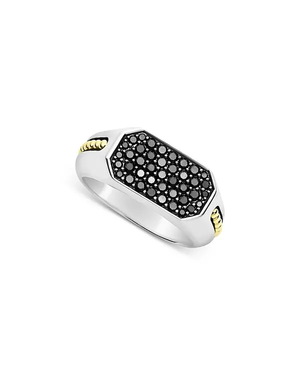 Lagos Anthem Two Tone Octagon Ring - Black/silver