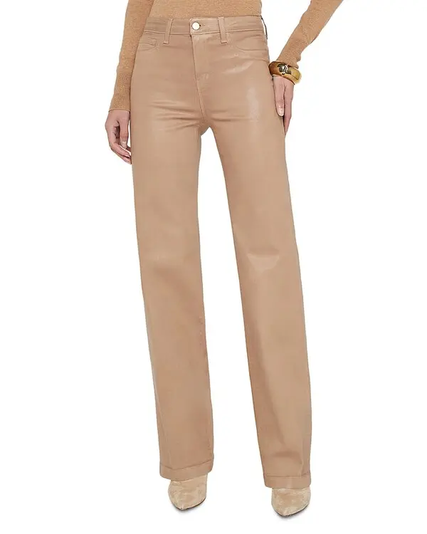 L'AGENCE Clayton High Rise Wide Leg Jeans - Cappuccino