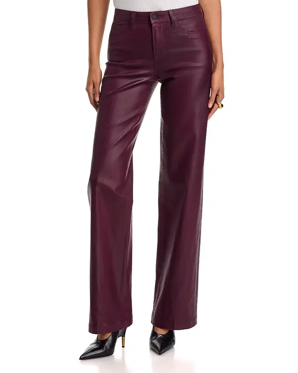 L'Agence Clayton High-rise Wide-leg Jeans - Deep Sangria Coated