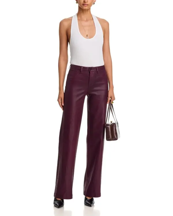 L'Agence Clayton High-rise Wide-leg Jeans - Deep Sangria Coated