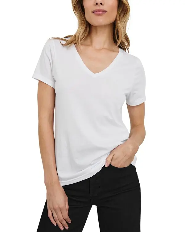 Rails V-neck Short Sleeve Tee - White