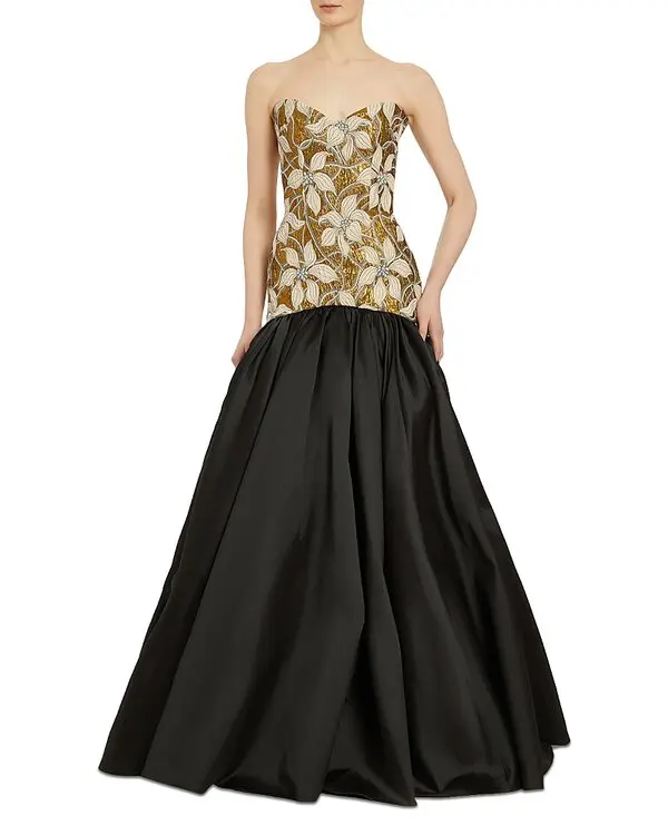 Markarian Gwendolyn Floral Brocade Gown In Gold - 60% Off | Editorialist