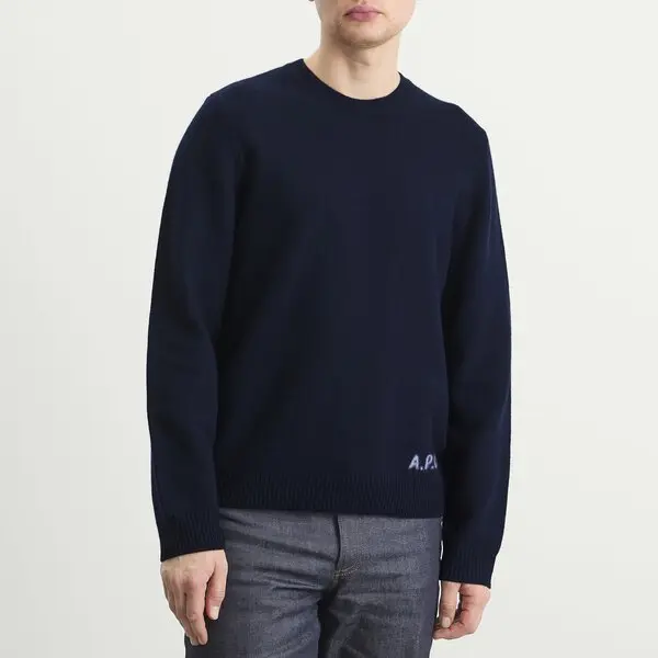 A.p.c. Edward Intarsia Knit Sweatshirt - Dark Navy