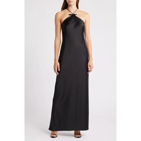 WAYF Araceli Halter Strap Slipdress - Black