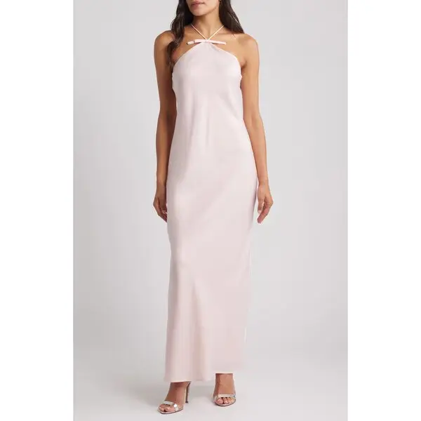 WAYF Araceli Halter Strap Slipdress - Pale Pink