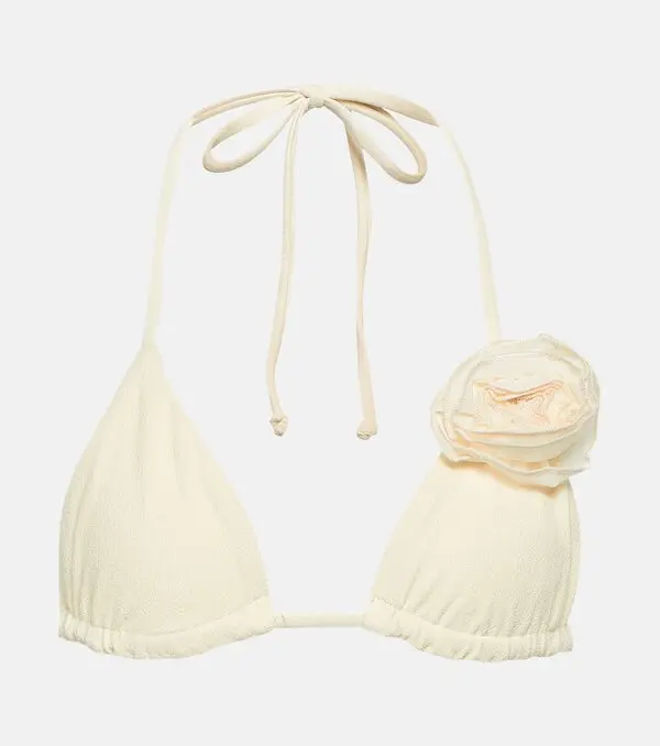SAME Applique Triangle Bikini Top - White