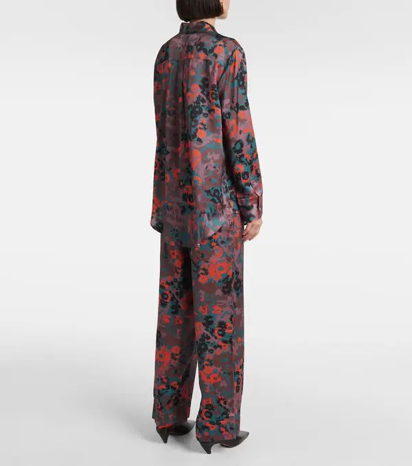 Asceno Printed Silk Charmeuse Shirt