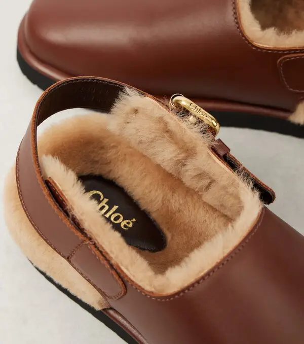 Chloé Shearling-lined Leather Mules