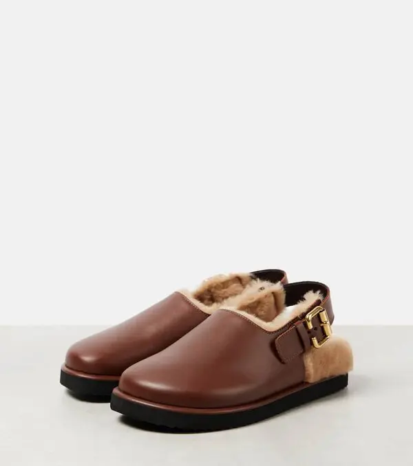 Chloé Shearling-lined Leather Mules