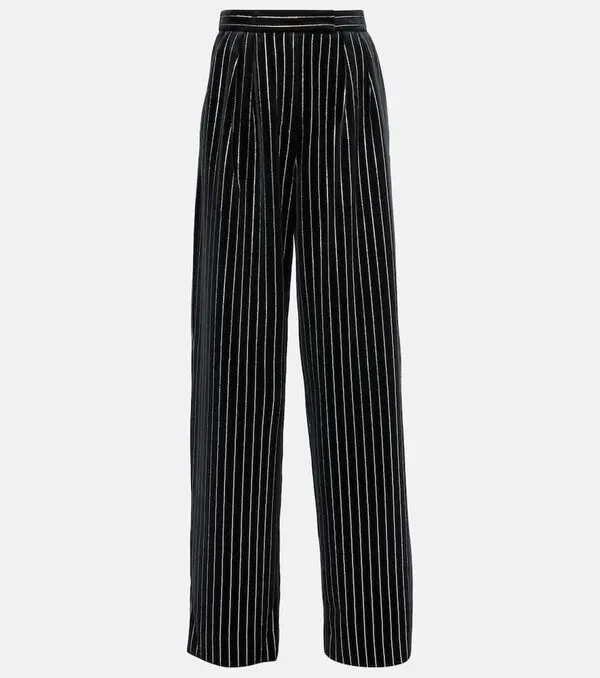 Alex Perry Embellished Velvet Straight Pants