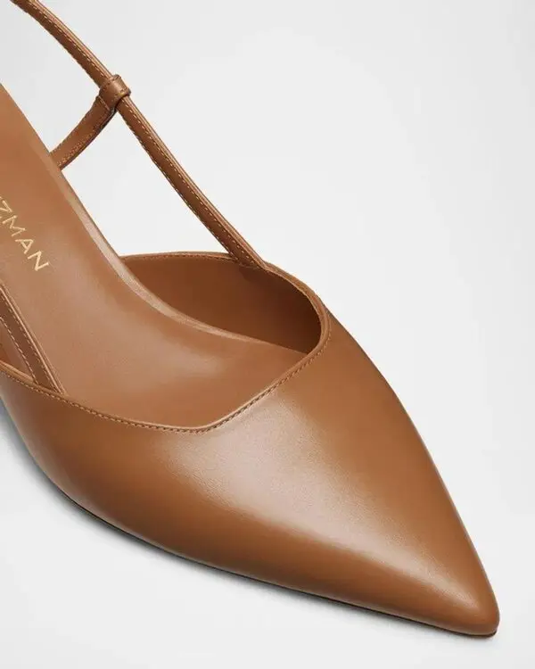 STUART WEITZMAN Vinnie Leather Kitten Slingback Pumps - Brown