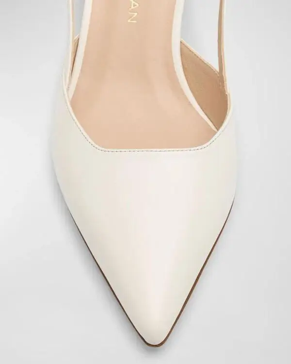 STUART WEITZMAN Vinnie Leather Kitten Slingback Pumps - Cream
