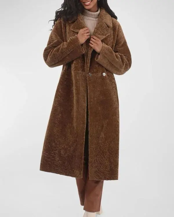 Gorski Reversible Shearling Coat - Camel
