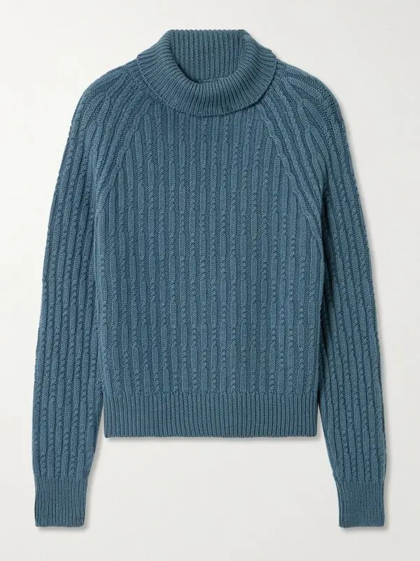 Purdey Annabel Cable-knit Cashmere Turtleneck Sweater