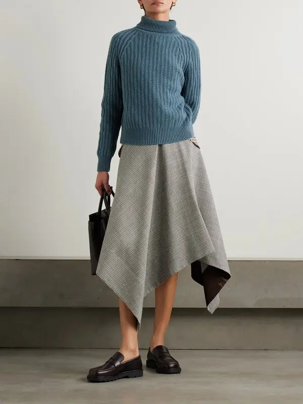 Purdey Annabel Cable-knit Cashmere Turtleneck Sweater