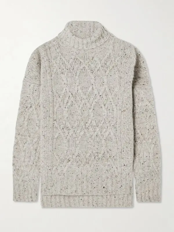 Purdey Cable-knit Wool And Cashmere-blend Turtleneck Sweater