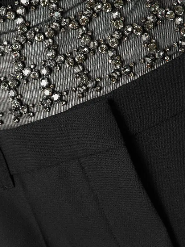 Stella McCartney Crystal-embellished Tulle Wide-leg Wool Trousers