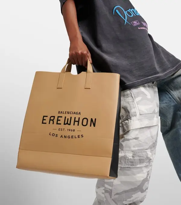 Balenciaga Erewhon Leather Tote Bag - Black | Editorialist