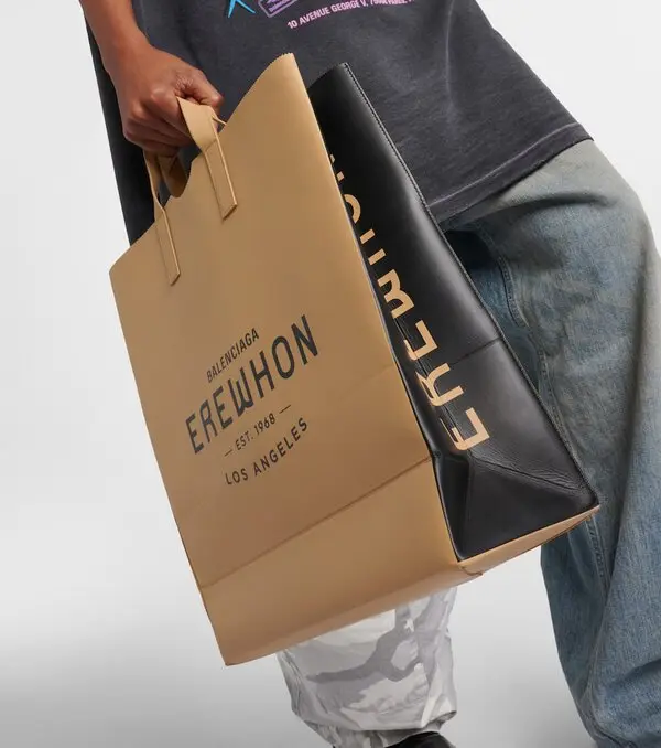 Balenciaga Erewhon Leather Tote Bag - Black | Editorialist