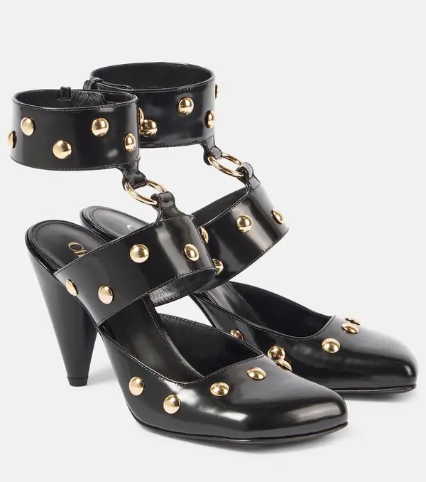 Chloé Studded Leather Pumps - Black
