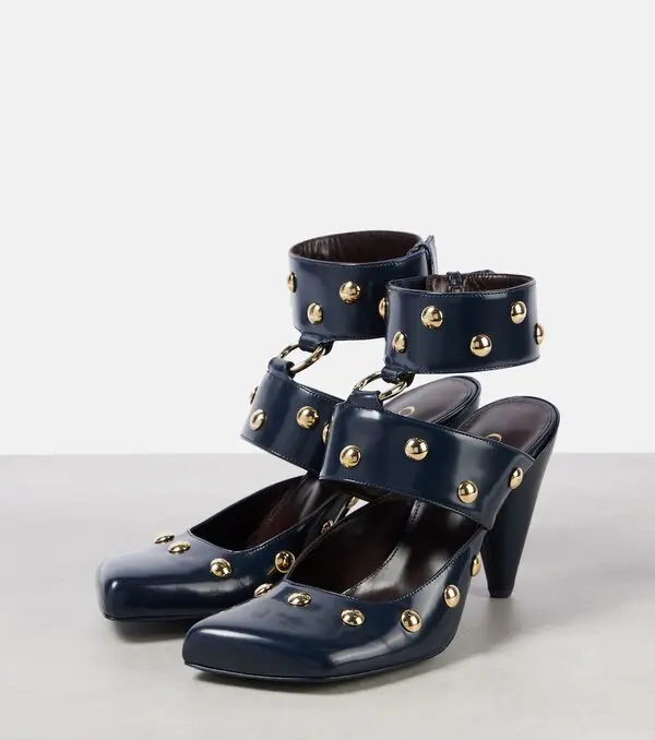 Chloé Studded Leather Pumps - Blue