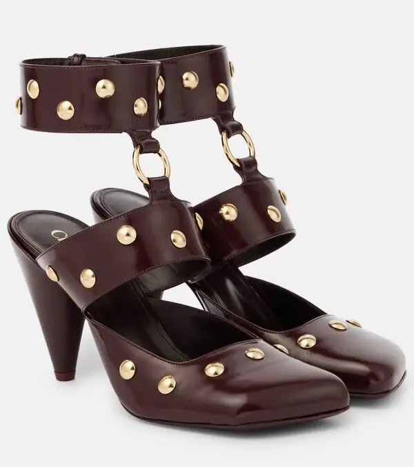 Chloé Jade Studded Leather Pumps - Purple