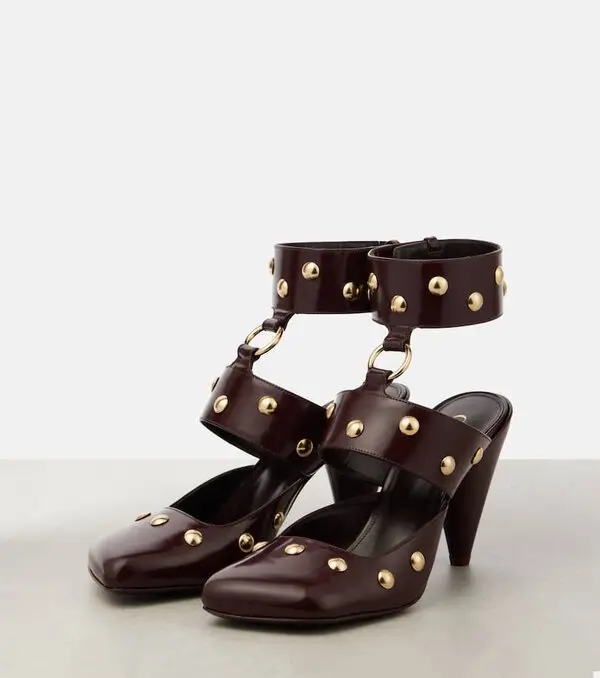 Chloé Jade Studded Leather Pumps - Purple