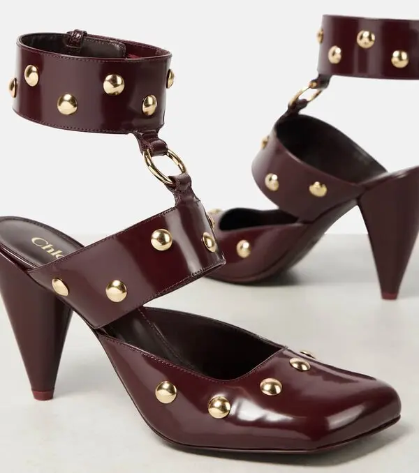 Chloé Jade Studded Leather Pumps - Purple