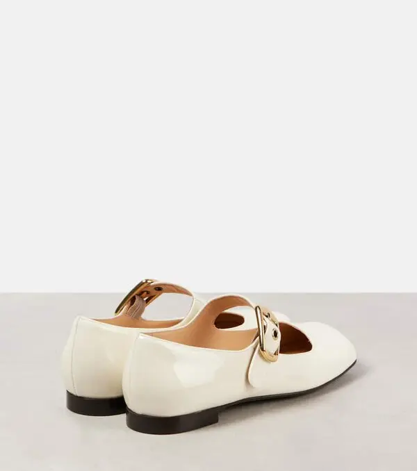 Chloé Polly Leather Mary Jane Flats - White